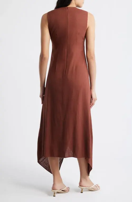 Vince Camuto Sleeveless Linen Midi Dress With Handkerchief Hem