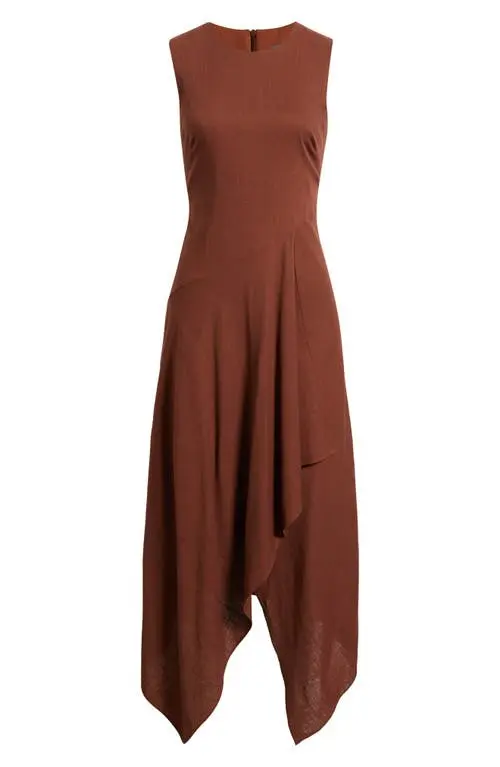 Vince Camuto Sleeveless Linen Midi Dress With Handkerchief Hem