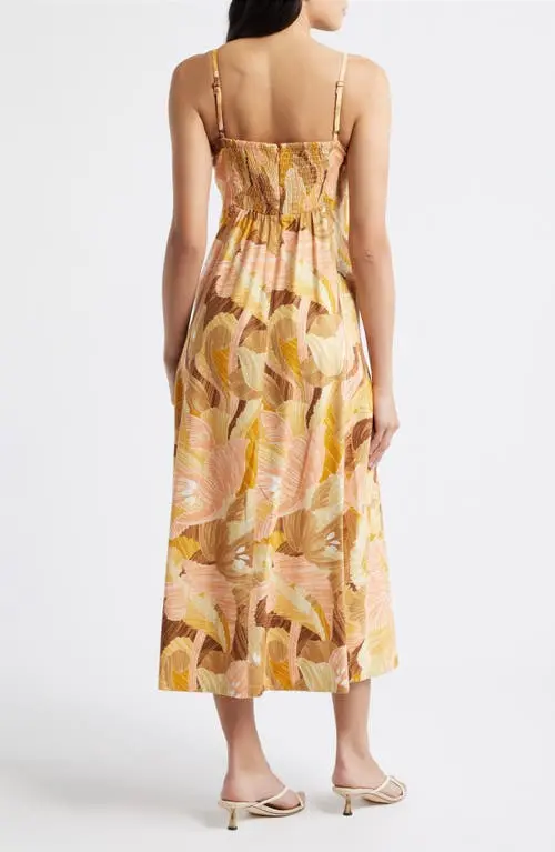 Vince Camuto Floral Linen Blend Midi Dress