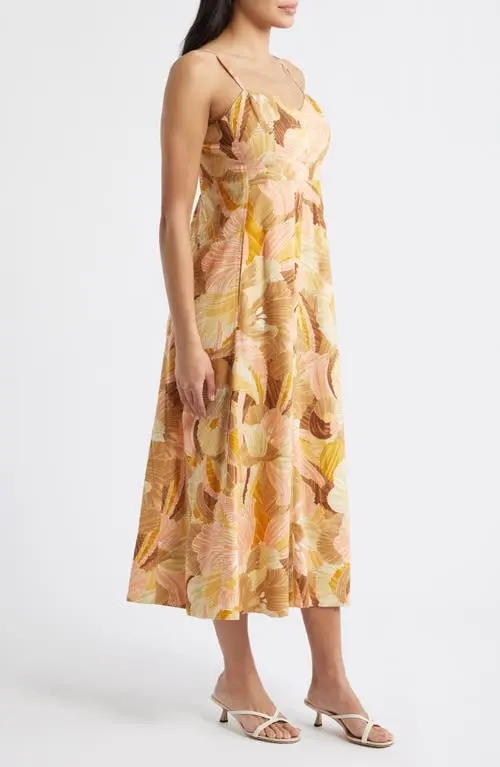 Vince Camuto Floral Linen Blend Midi Dress