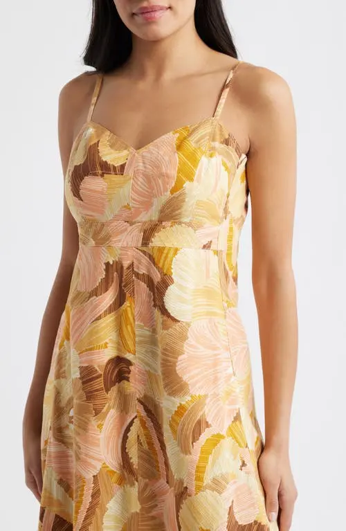 Vince Camuto Floral Linen Blend Midi Dress