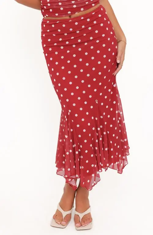 PETAL & PUP Tullia Polka Dot Mesh Skirt - Red Polka Dot