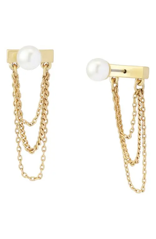 ALLSAINTS Faux Pearl And Goldtone Chain Drop Earrings - Pearl/vintage Gold