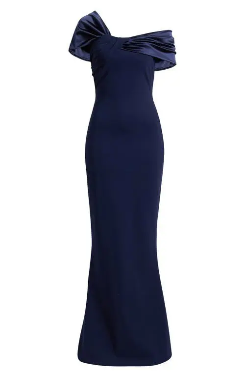 Chiara Boni La Petite Robe Vezia One-shoulder Mixed Media Gown