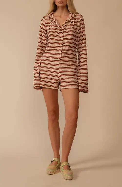 MONTCE Striped Hooded Long Sleeve Cover-up Romper - Joan Stripe