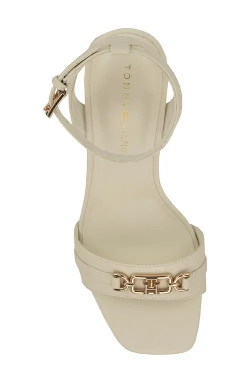 Tommy Hilfiger Raneen Ankle Strap Block Heel Sandal - Ivory