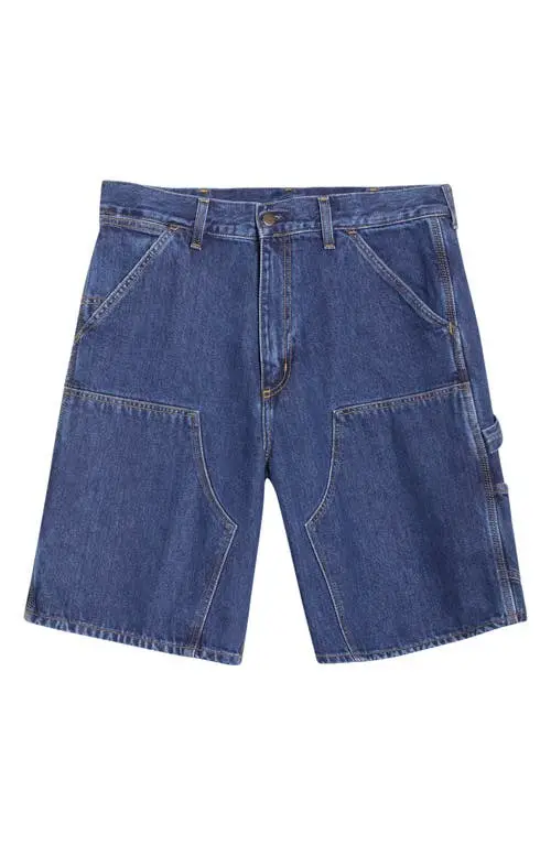 Carhartt Work In Progress Double Knee Denim Shorts - Blue (stone)