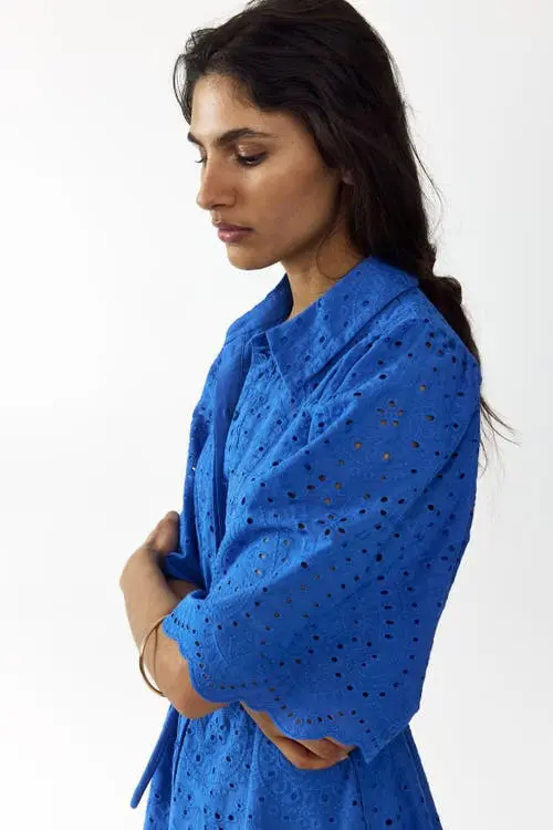 H&m Broderie Anglaise Cotton Shirt Dress