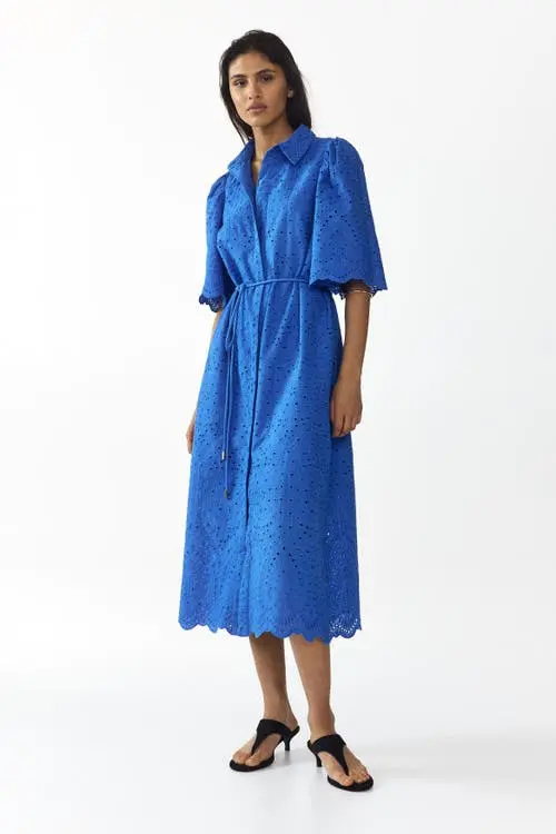 H&m Broderie Anglaise Cotton Shirt Dress