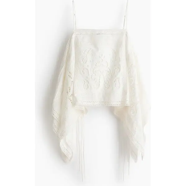 H&m Broderie Anglaise Strappy Top - White