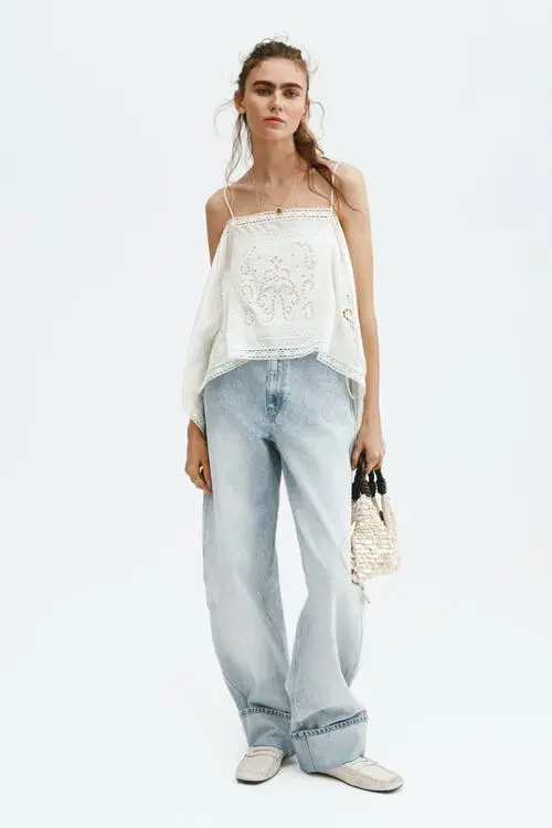 H&m Broderie Anglaise Strappy Top