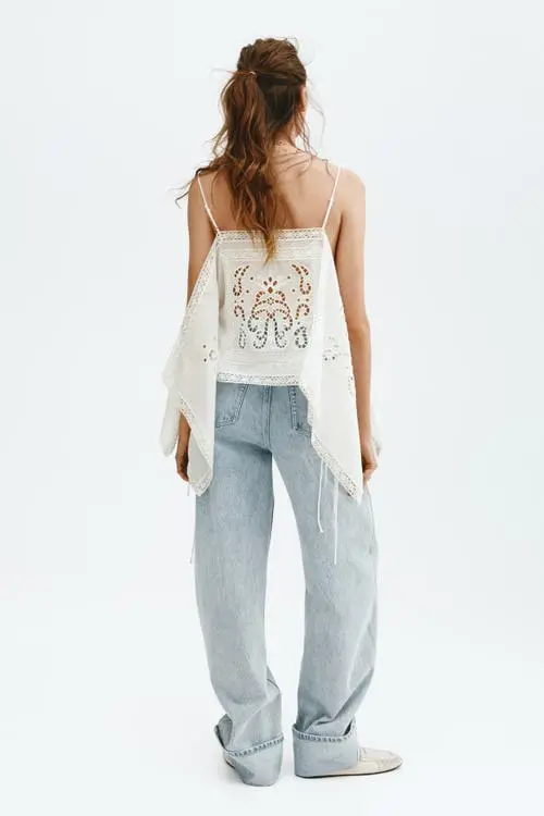 H&m Broderie Anglaise Strappy Top