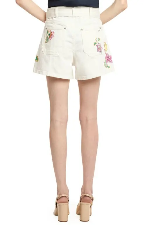 Cinq À Sept Jardin Bohème Embroidered Denim Shorts