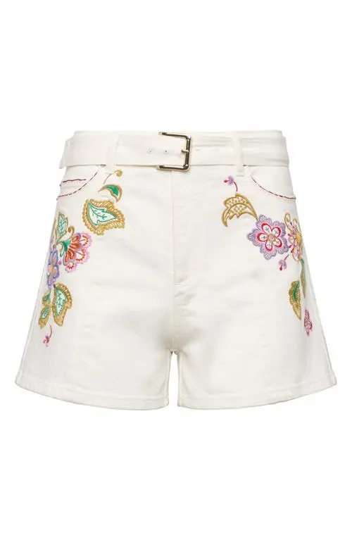 Cinq À Sept Jardin Bohème Embroidered Denim Shorts