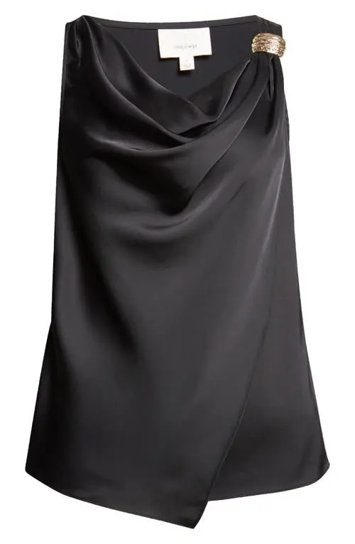 Cinq À Sept Elora Satin Draped Cowl Neck Sleeveless Top