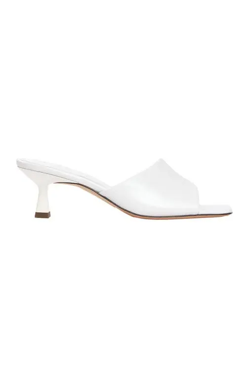 Sandro Metallic Leather Heeled Mules - White