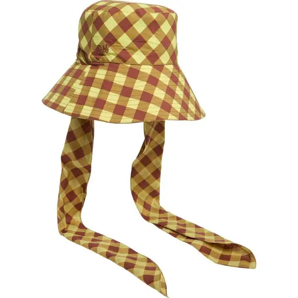 DAMSON MADDER Gingham Check Organic Cotton Sun Hat - Brown Multi