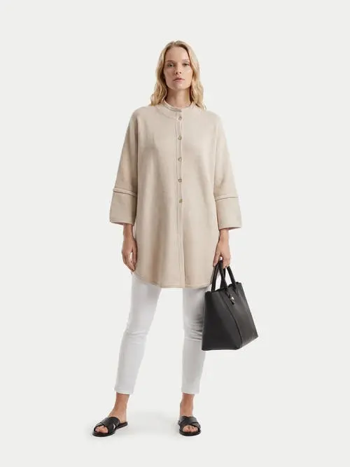 Gobi Cashmere Button-front Poncho