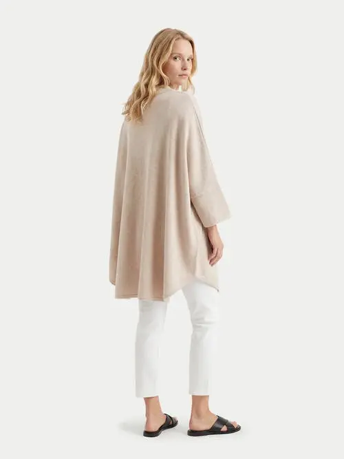Gobi Cashmere Button-front Poncho