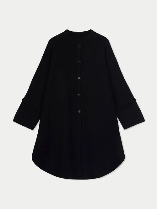 Gobi Cashmere Button-front Poncho - Black