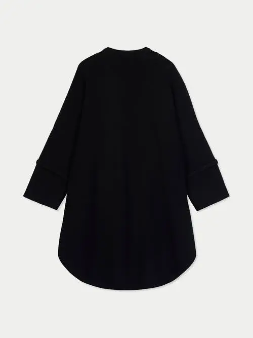 Gobi Cashmere Button-front Poncho - Black