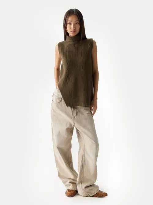 Gobi Cashmere Sleeveless High Neck Knitted Vest