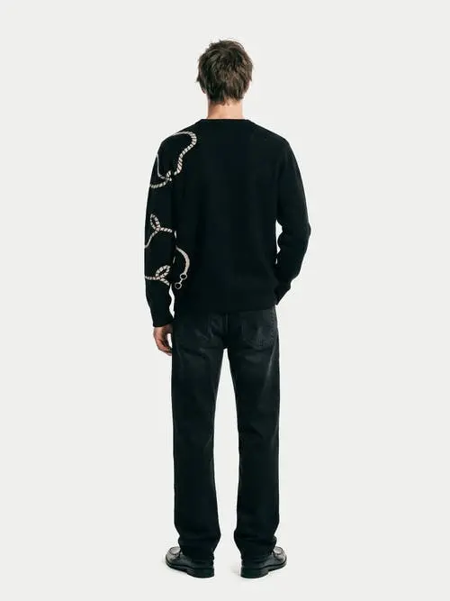 Gobi Cashmere Horse Jacquard Crewneck Sweater