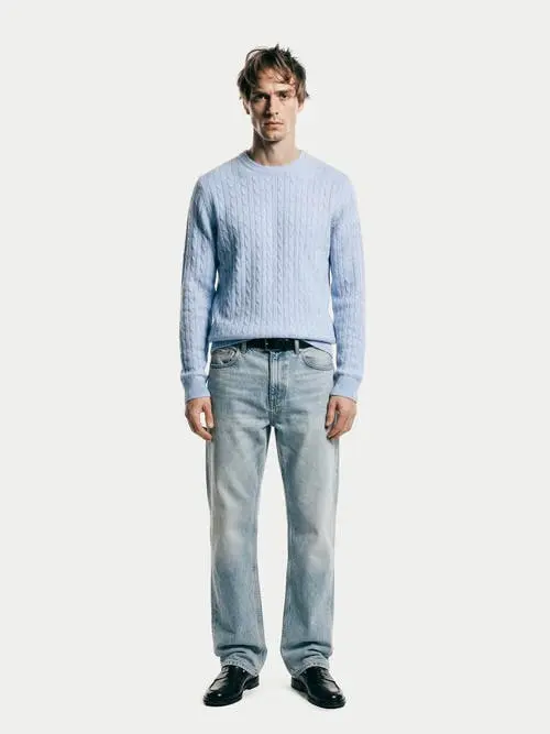 Gobi Cashmere Cable-knit Crewneck Sweater - Light-blue