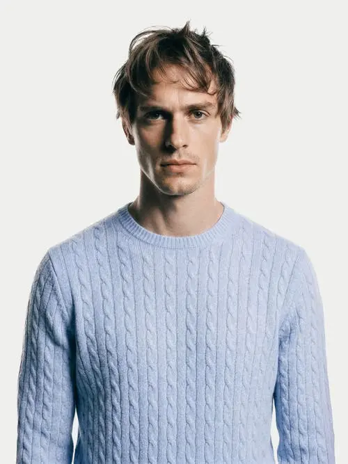 Gobi Cashmere Cable-knit Crewneck Sweater - Light-blue