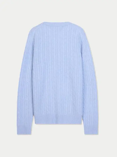 Gobi Cashmere Cable-knit Crewneck Sweater - Light-blue