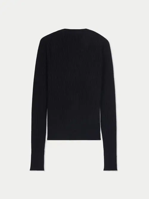Gobi Cashmere Ribbed Two-way Zip Cardigan - Black