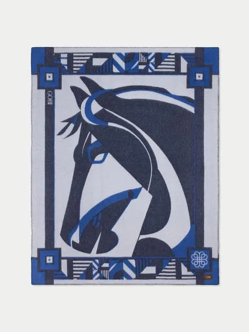 Gobi Cashmere Cashmere Horse Jacquard Throw - Dress-blues