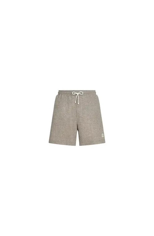 Brunello Cucinelli Printed Swim Trunks With Drawstring Waist - Brown
