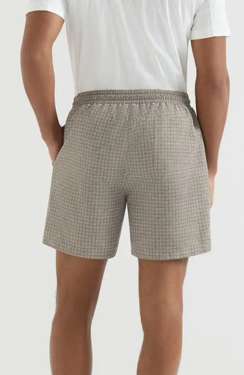 Brunello Cucinelli Printed Swim Trunks With Drawstring Waist - Brown