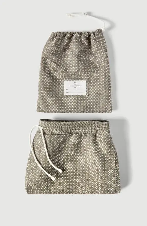 Brunello Cucinelli Printed Swim Trunks With Drawstring Waist - Brown