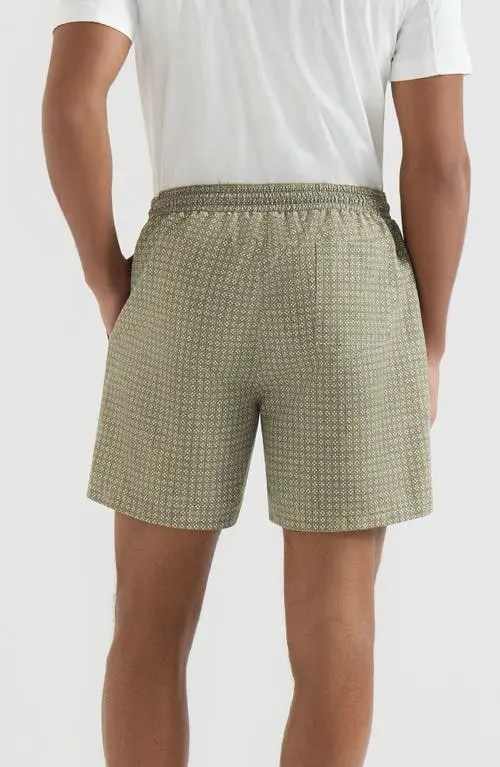 Brunello Cucinelli Printed Swim Trunks With Drawstring Waist - Sage