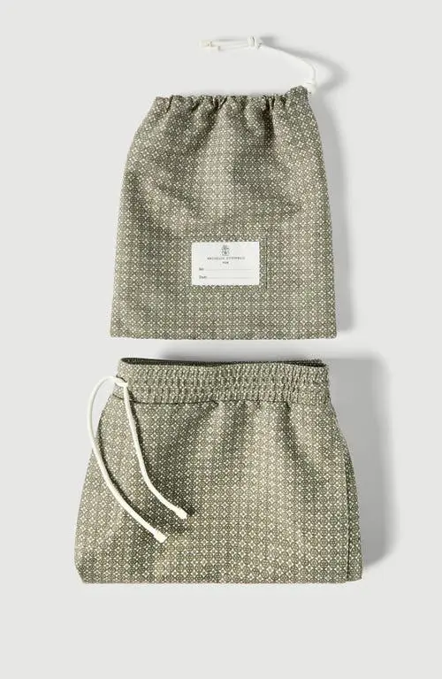 Brunello Cucinelli Printed Swim Trunks With Drawstring Waist - Sage