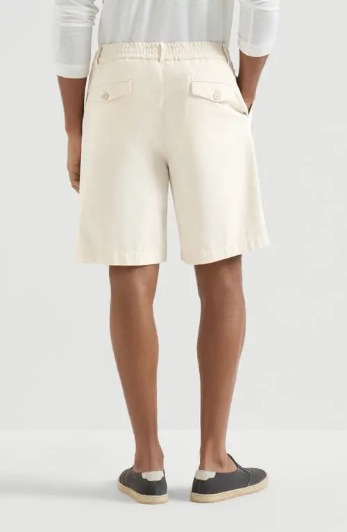 Brunello Cucinelli Twisted Cotton Gabardine Bermuda Shorts With Elasticated Waistband - Panama