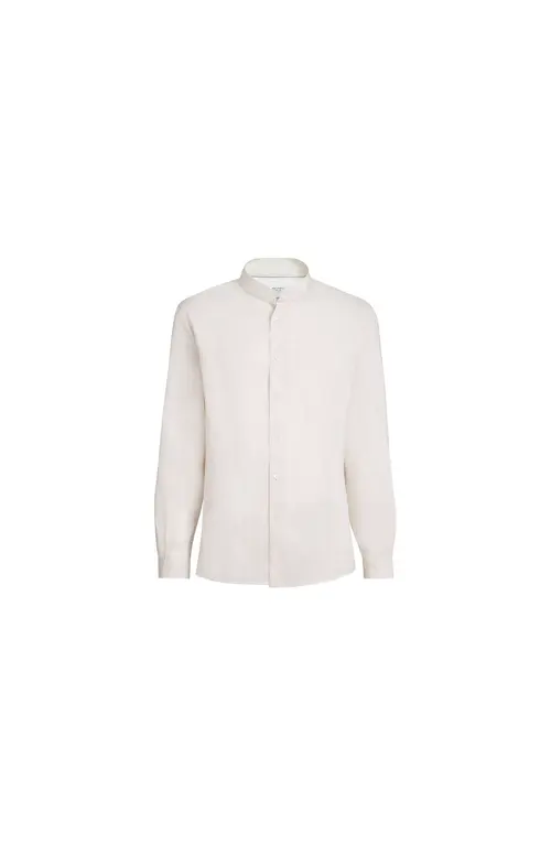 Brunello Cucinelli Linen Shirt With Mandarin Collar