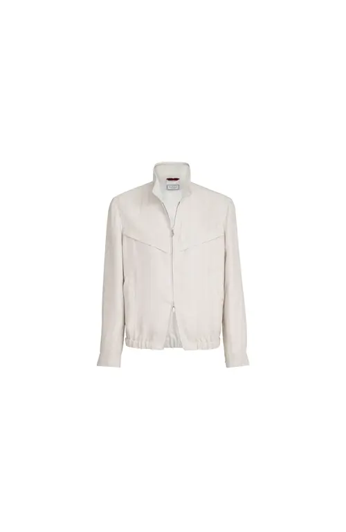 Brunello Cucinelli Chalk Stripe Chevron Zip-up Jacket - Shell