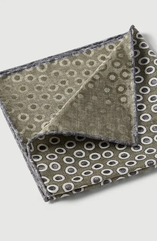 Brunello Cucinelli Polka-dot Silk Pocket Square - Military