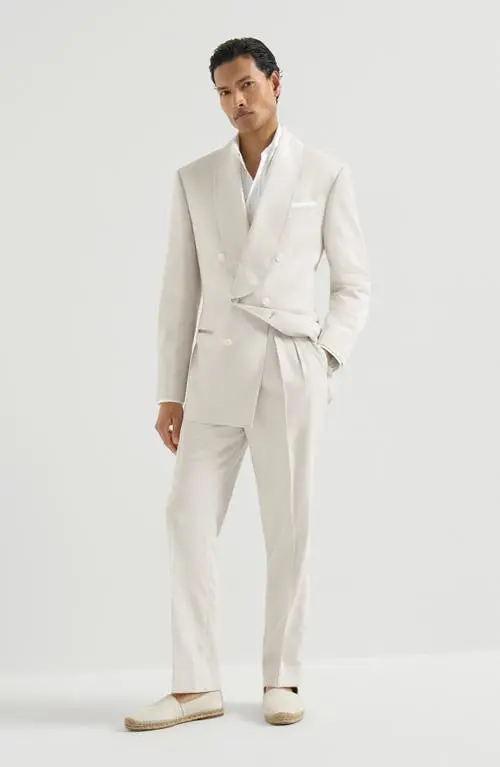 Brunello Cucinelli Délavé Silk Twill Tuxedo With One-and-a-half Breasted Blazer With Shawl Lapel And Trousers With Double Pleats - Panama