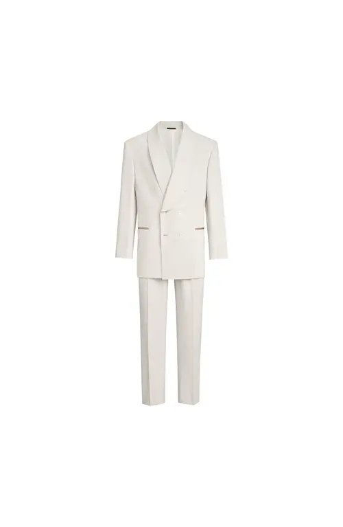 Brunello Cucinelli Délavé Silk Twill Tuxedo With One-and-a-half Breasted Blazer With Shawl Lapel And Trousers With Double Pleats