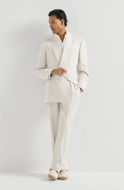 Brunello Cucinelli Délavé Silk Twill Tuxedo With One-and-a-half Breasted Blazer With Shawl Lapel And Trousers With Double Pleats