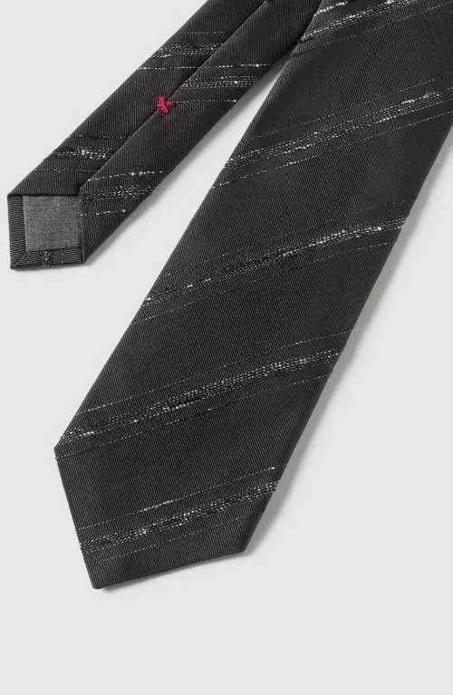 Brunello Cucinelli Silk And Cotton Neck Tie - Anthracite