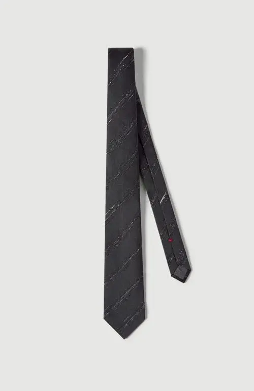 Brunello Cucinelli Silk And Cotton Neck Tie - Anthracite