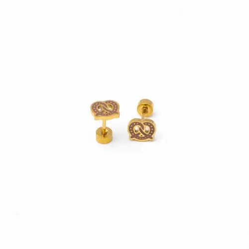 PIP POP Soft Pretzel Stud Earrings - Brown