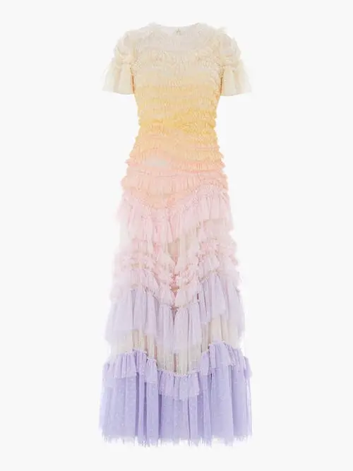 NEEDLE & THREAD Short Sleeve Ombre Gown