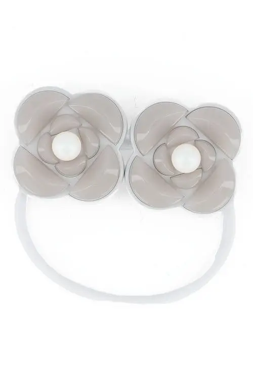 Alexandre De Paris Camelia Graphique Hair Tie - Grey