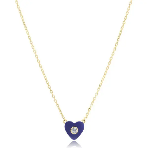 THE LOVERY FINE JEWELRY Gold-plated Sterling Silver Heart And Cubic Zirconia Necklace - Lapis